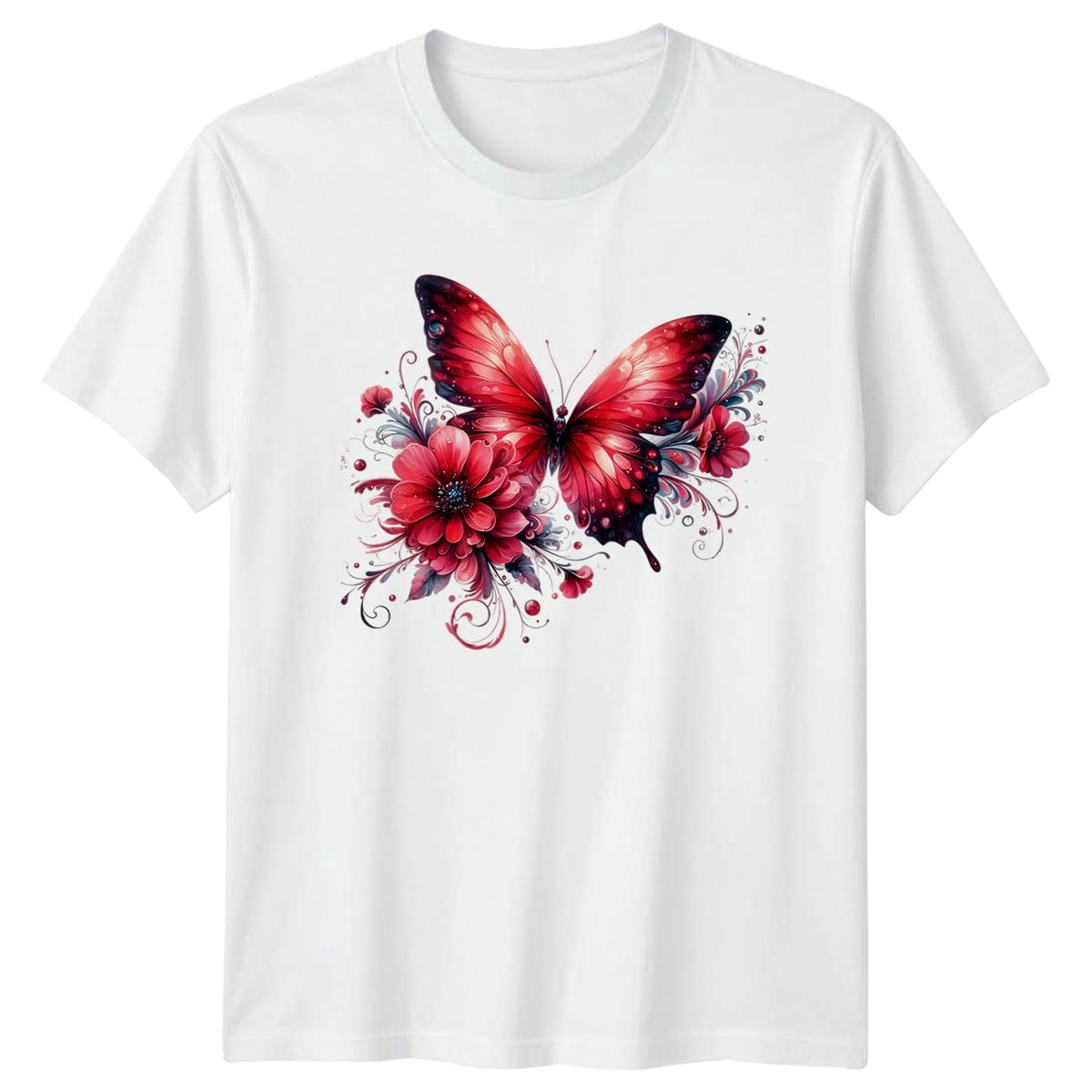 Butterfly Floral Nature Graphic Tee Men Women Unisex T Shirt - Walmart.com