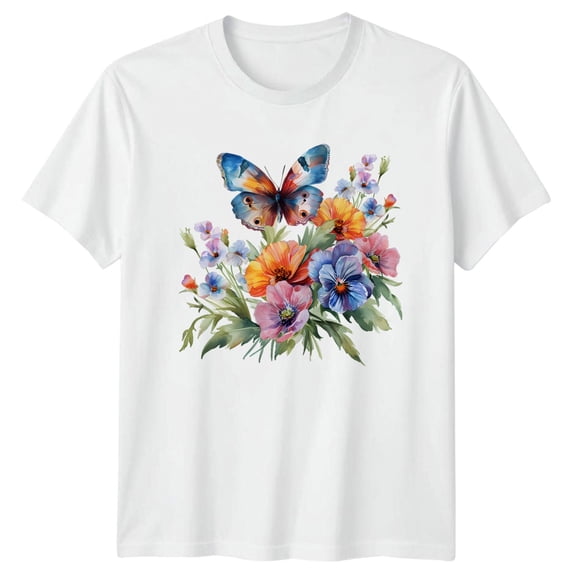 Butterfly Floral Nature Unisex T-Shirt Mens Tee Womens Graphic Top ...