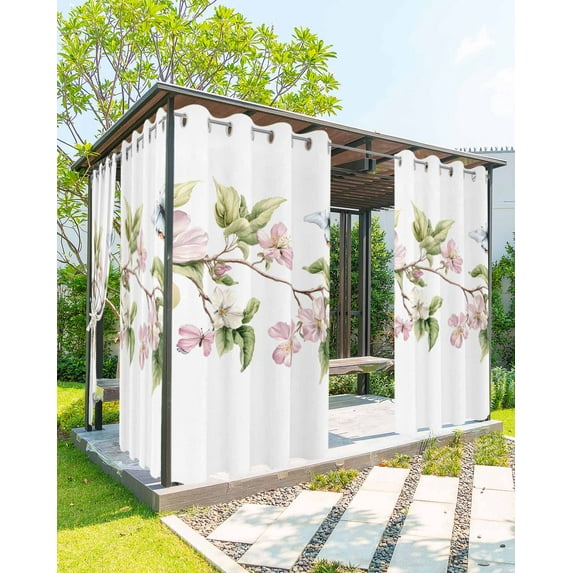 Butterfly Floral Outdoor Curtains for Patio, Watercolor Pink Blue ...