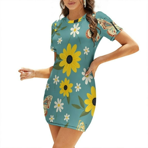 Butterfly Floral Pattern Short Dress Dresses For Woman Fairy Dress ...