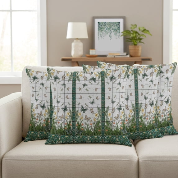 Butterfly Floral Pillow Covers Set of 4, Retro Dragonfly Butterfly ...
