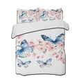 Butterfly Floral Quilts Bedding Set California King Watercolor Pink ...