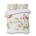 Butterfly Floral Quilts Bedding Set California King Watercolor White ...
