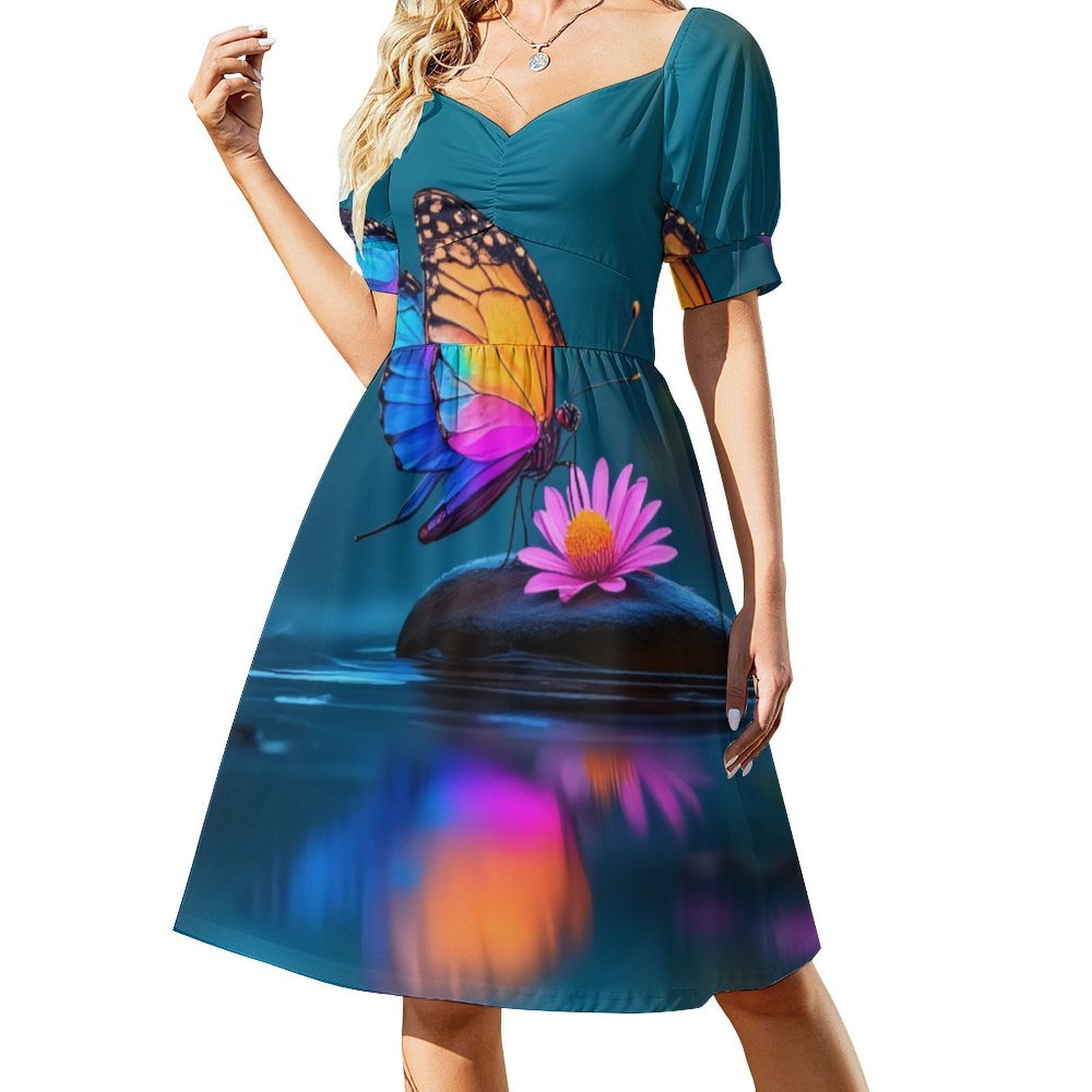 Butterfly Floral Reflections Summer Women's Dress 2025 Elegant Dresses ...