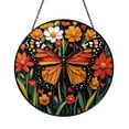 Butterfly Floral Round Stained Glass Suncatcher – Window Decor ...