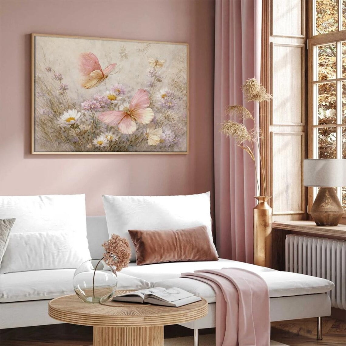 Butterfly Floral Soft Wildflower Pastel Nature Neutral Cottage Poster ...