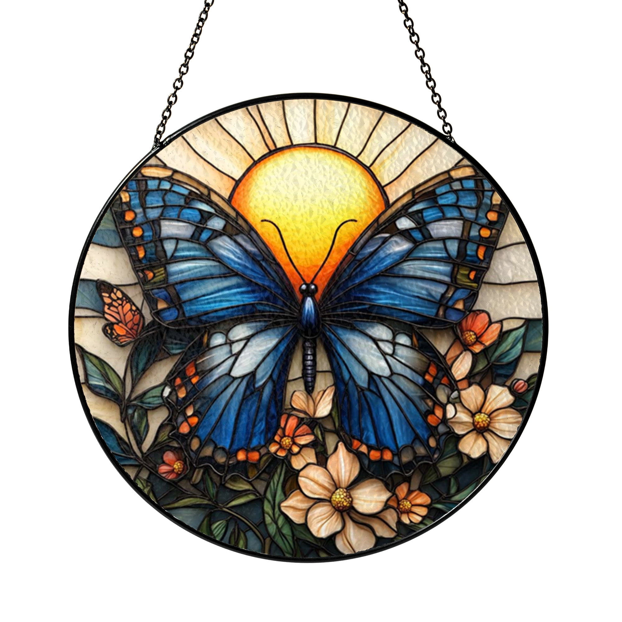 Butterfly Floral Stained Glass Style Suncatcher – Nature Window ...
