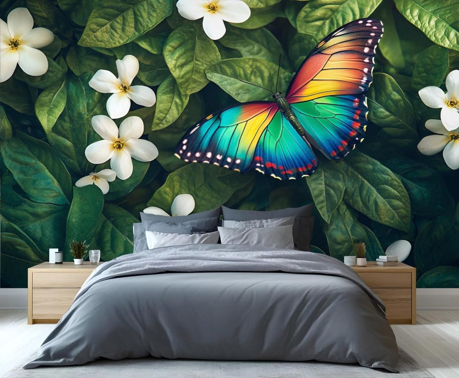 Butterfly Floral Wall Murals For Bedroom - Floral Botanical Murals ...