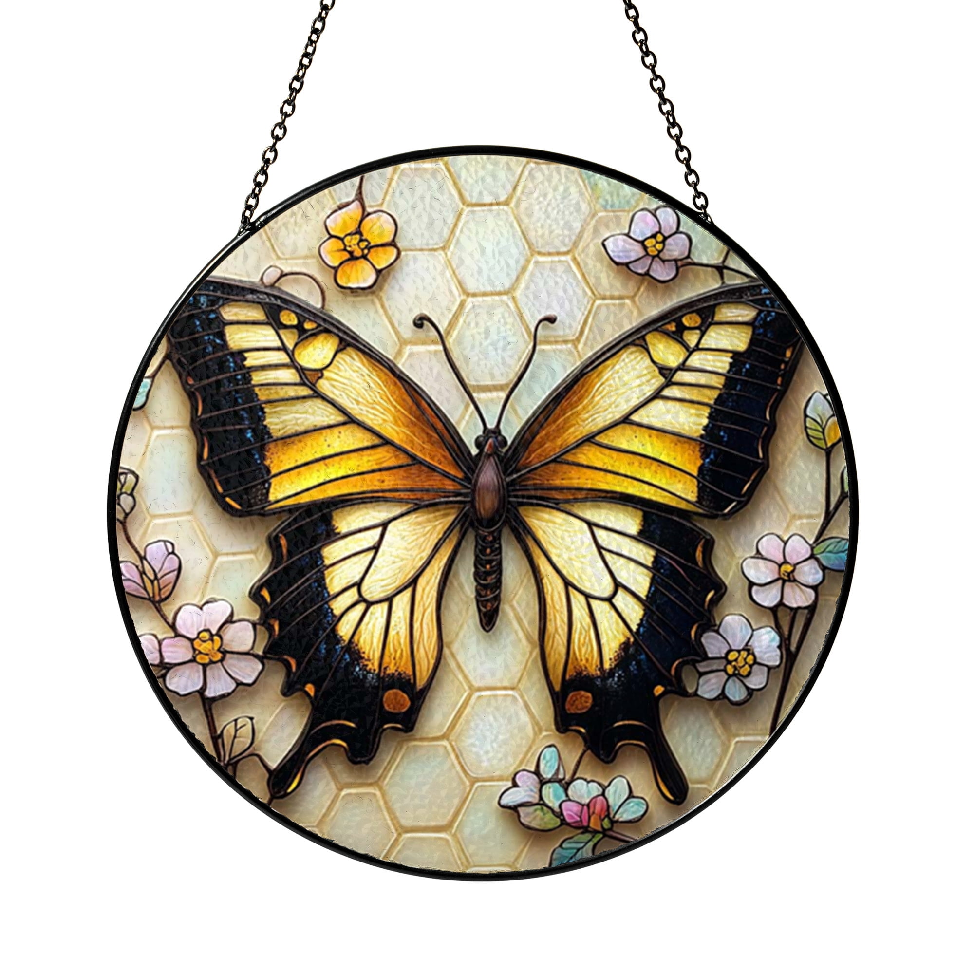 Butterfly Floral Window Suncatcher, Stained Glass Hanging Decor ...