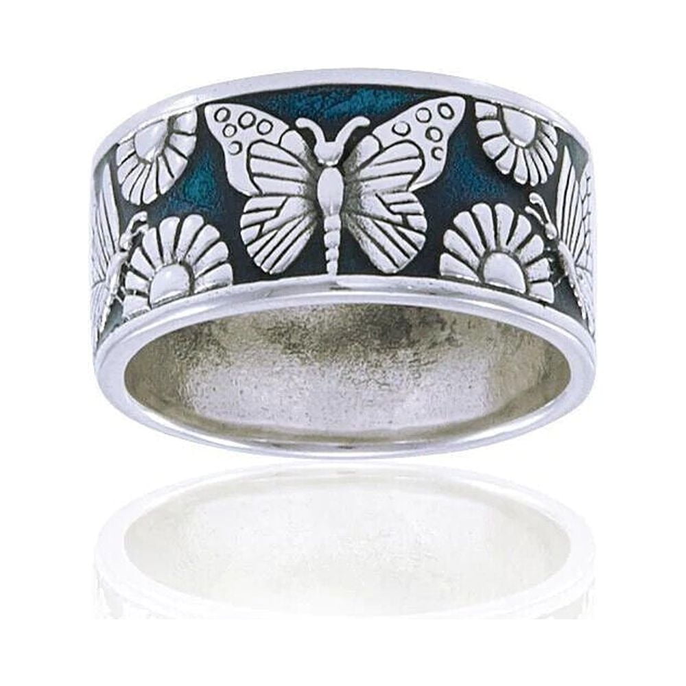 Butterfly Flower 925 Sterling Silver Ring Animal Spirit Totem Nature ...