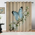 Butterfly Flower Blackout Curtains Plant Close-up Decor Light Blocking ...