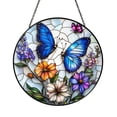 Butterfly Flower Botanical Scene Stained Glass Style Window Hanging ...
