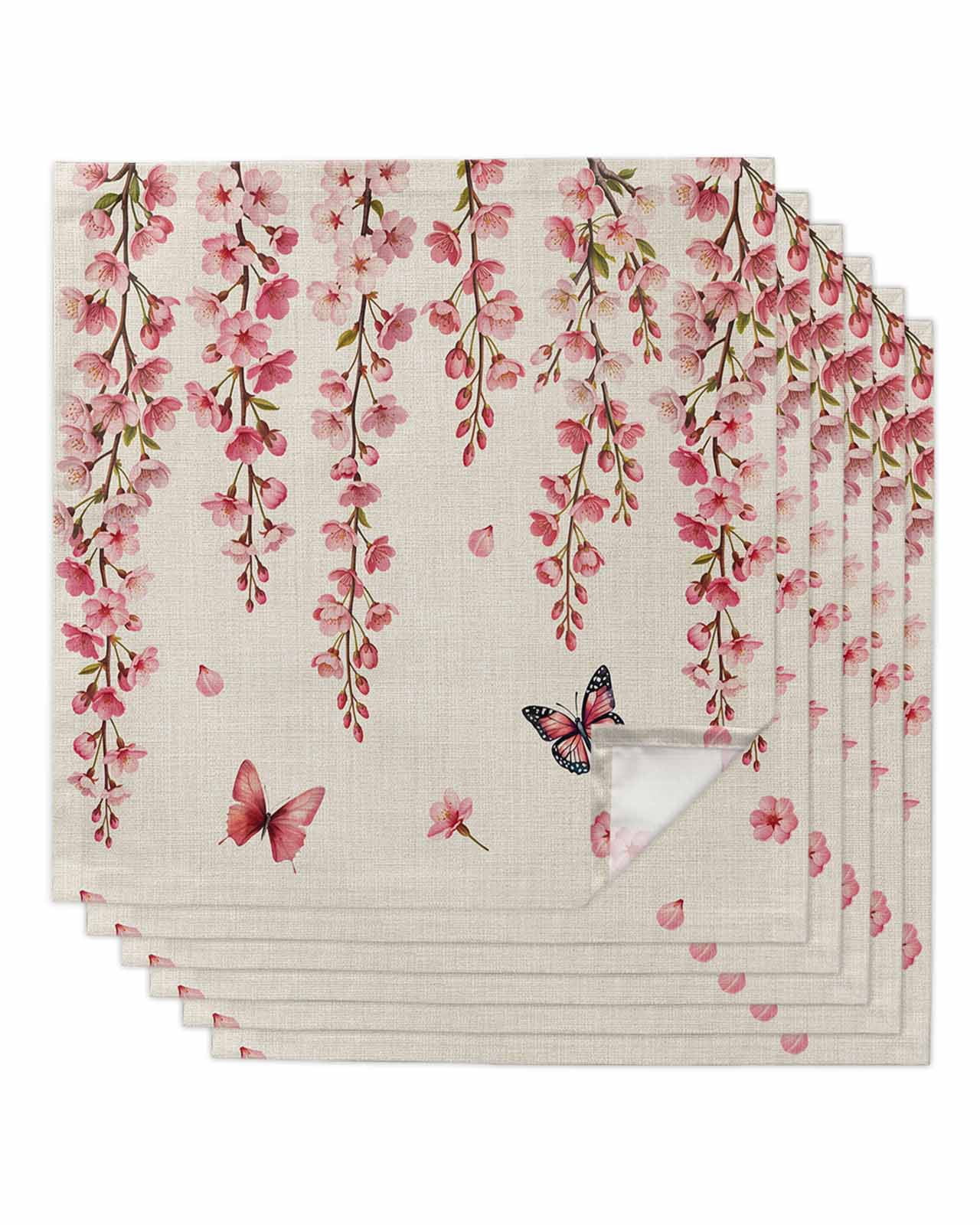 Butterfly Flower Cloth Napkins Set of 6 Reusable Dinner Napkins ...
