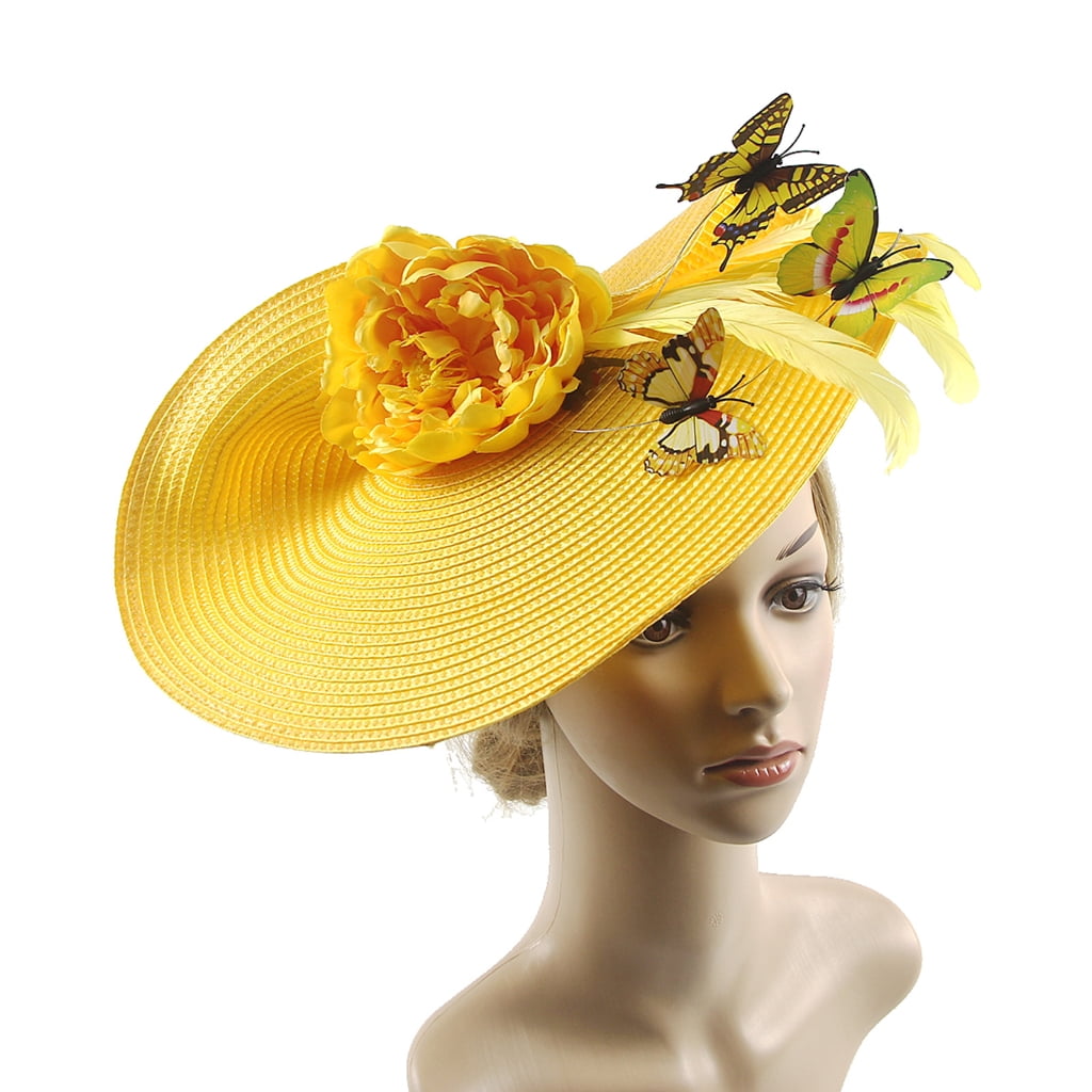 Butterfly-Flower Derby Hat Female Headpiece Church Dress Hat Wedding ...