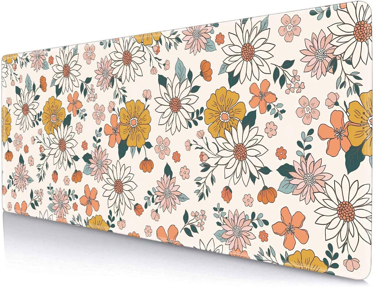 Butterfly Flower Desk Pad, Rubber Base Mousepad with Stitched Edges ...