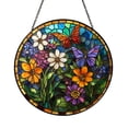 Butterfly Flower Garden Stained Glass Style Window Suncatcher ...