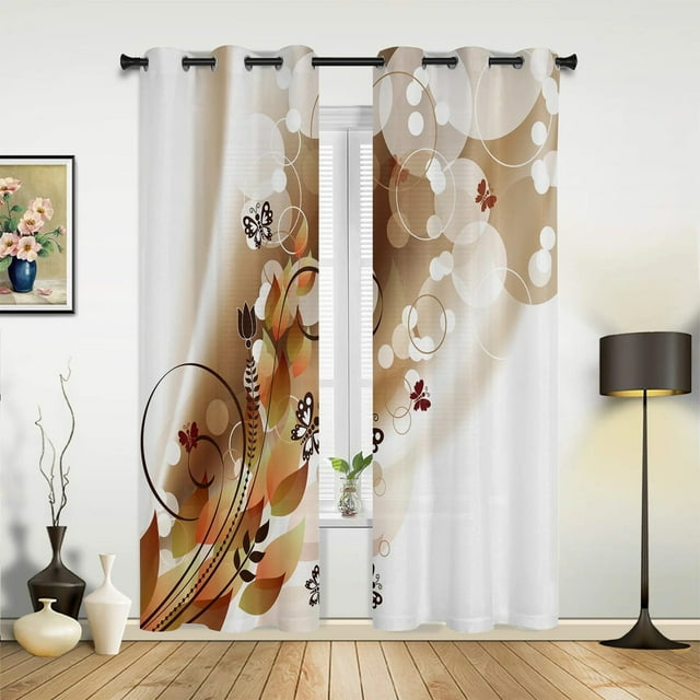 Butterfly Flower Grass Window Curtain for Kitchen Balcony Windows ...