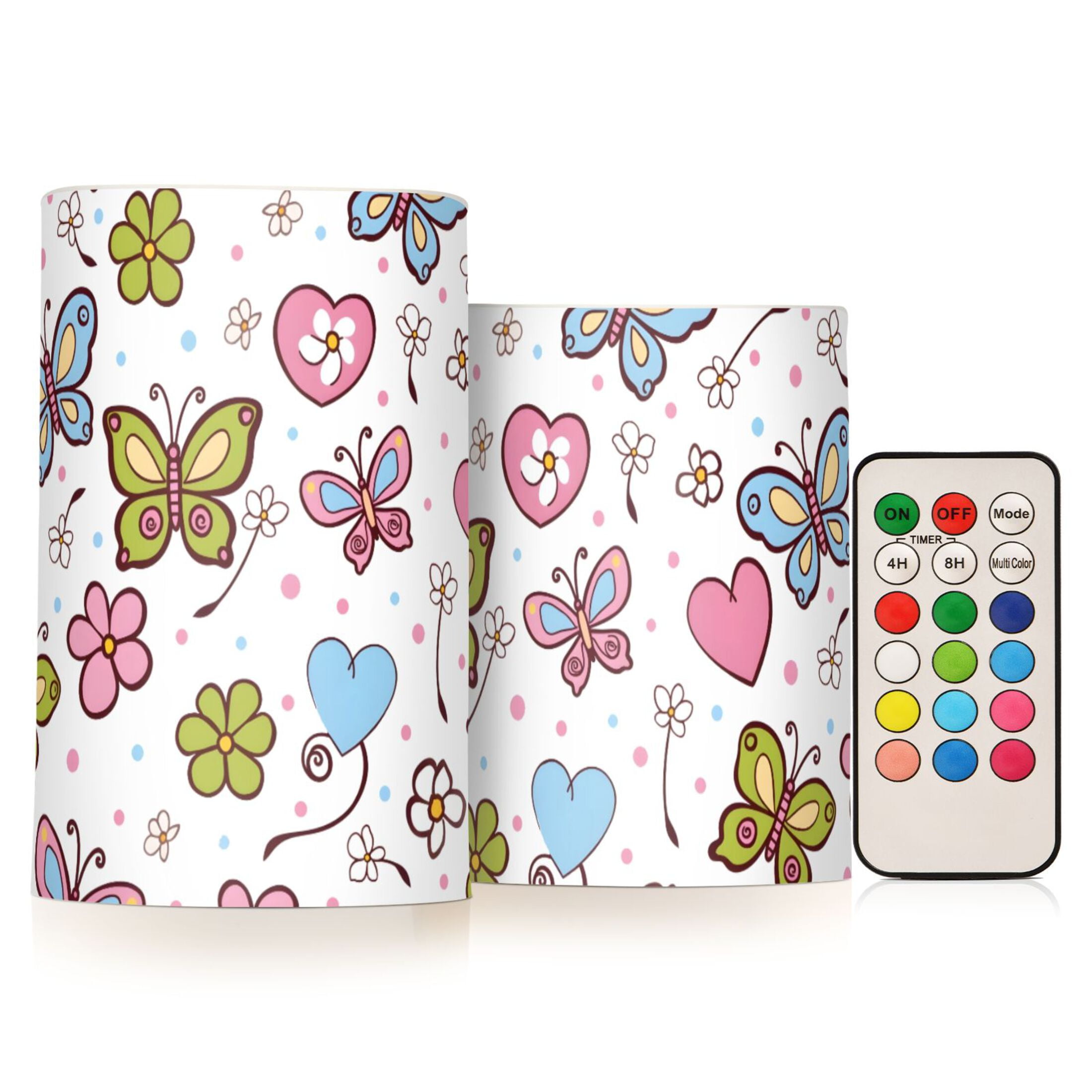 Butterfly Flower Heart Flameless LED Candle Set with Remote, Battery ...