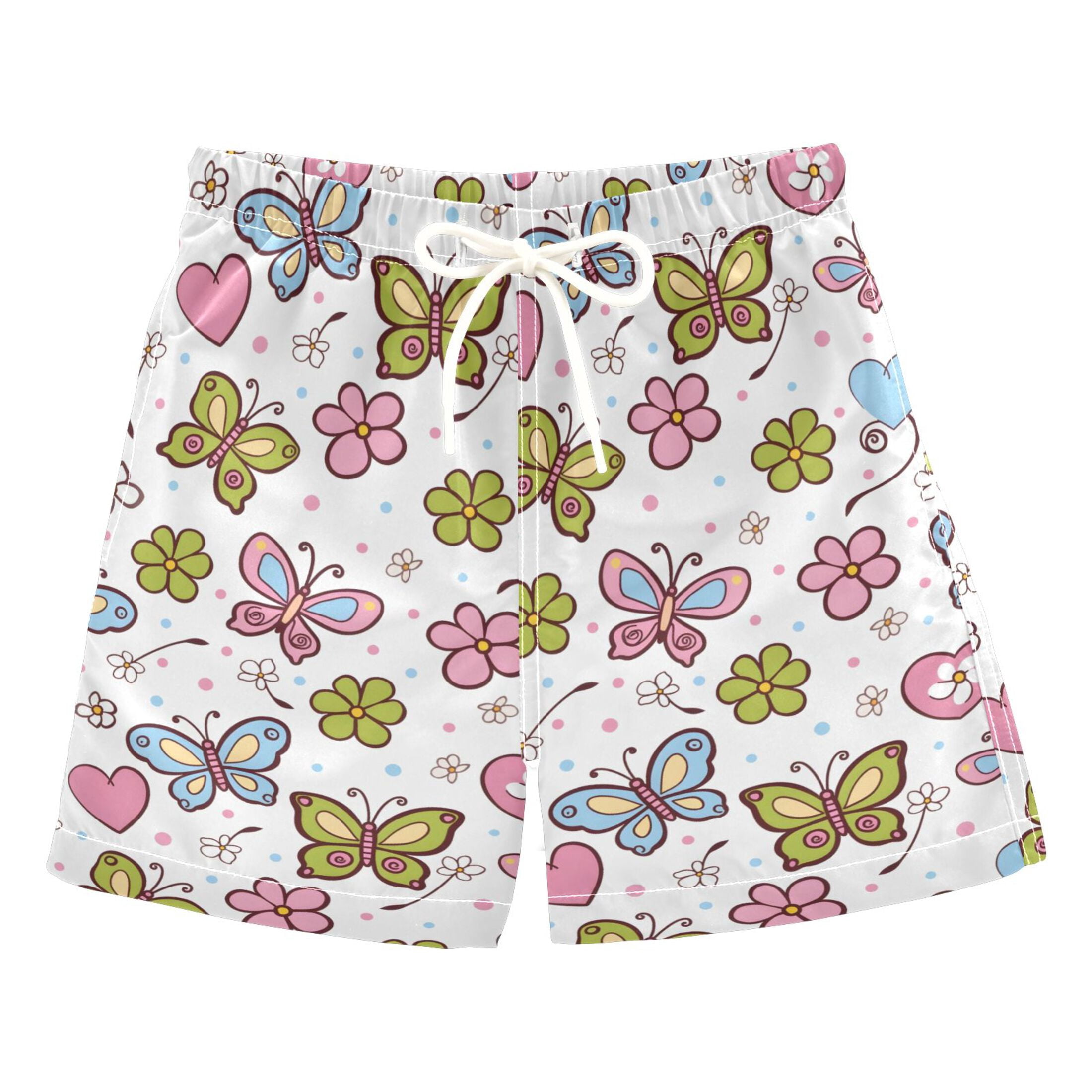 Butterfly Flower Heart Swim Trunks Quick Dry Beach Pool Board Shorts ...