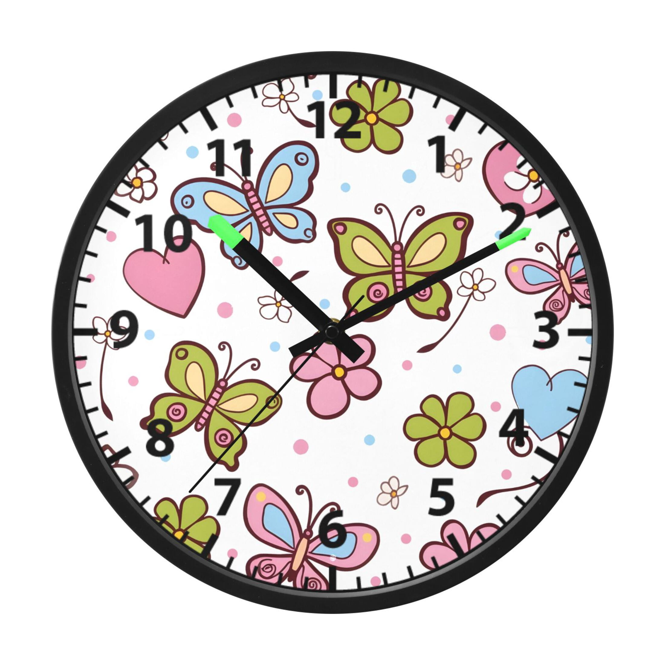 Butterfly Flower Heart Wall Clock 12 Inch Voice Activated Night Light ...