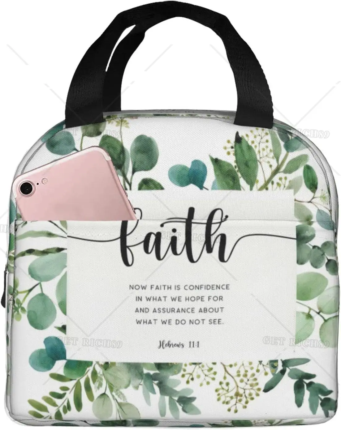 Butterfly Flower Insulated Lunch Bag Women Bible Quote Christian Verse ...