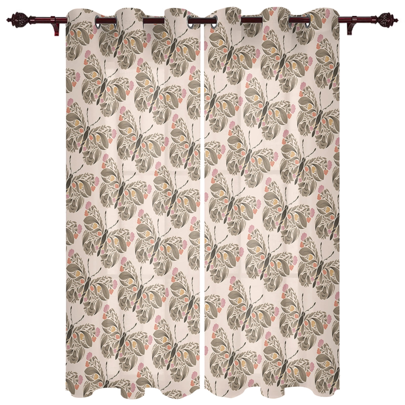 Butterfly Flower Leaf Abstract Curtains for Living Room Bedroom Study r ...
