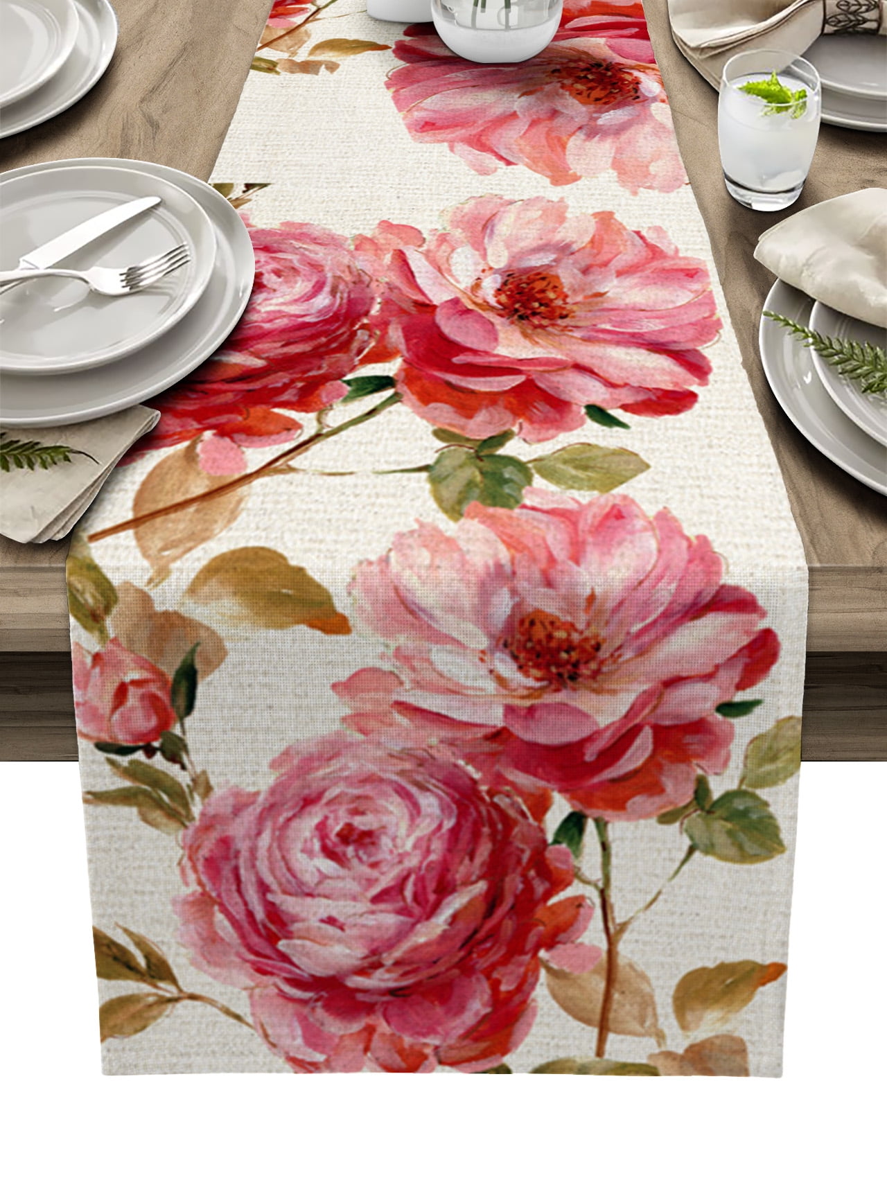Butterfly Flower Linen Table Runner Home Dining Table TV Cabinet ...