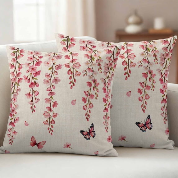 Butterfly Flower Outdoor Waterproof Throw Pillow Covers 20x20 Set of 2 ...