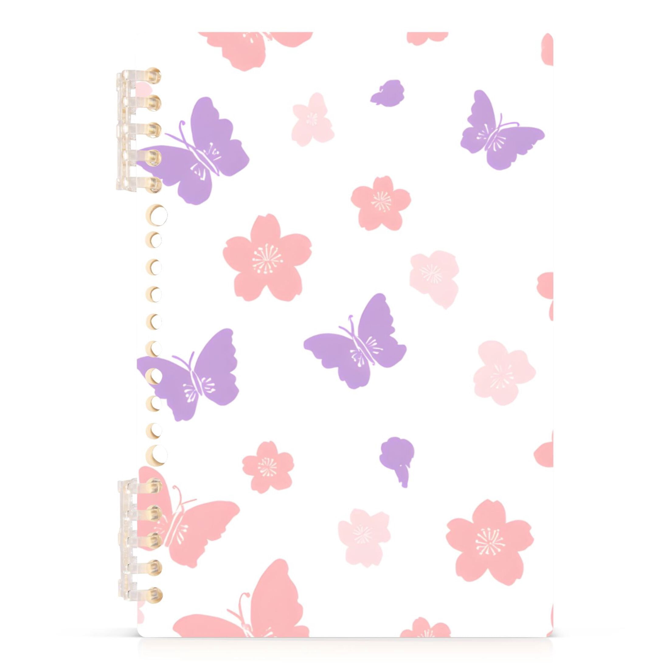 Butterfly Flower Pattern A5 Notebook Refillable 60 Sheets Detachable ...