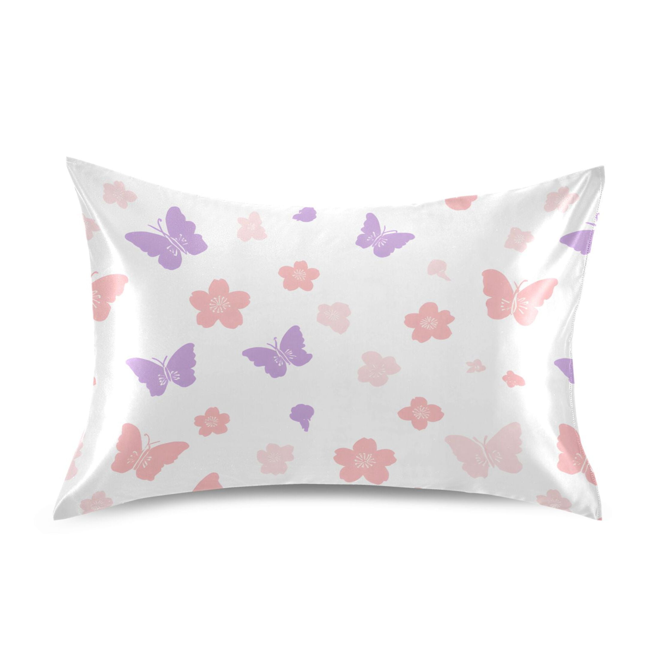 Butterfly Flower Pattern Pillowcase Standard Size Luxury Silky Soft ...