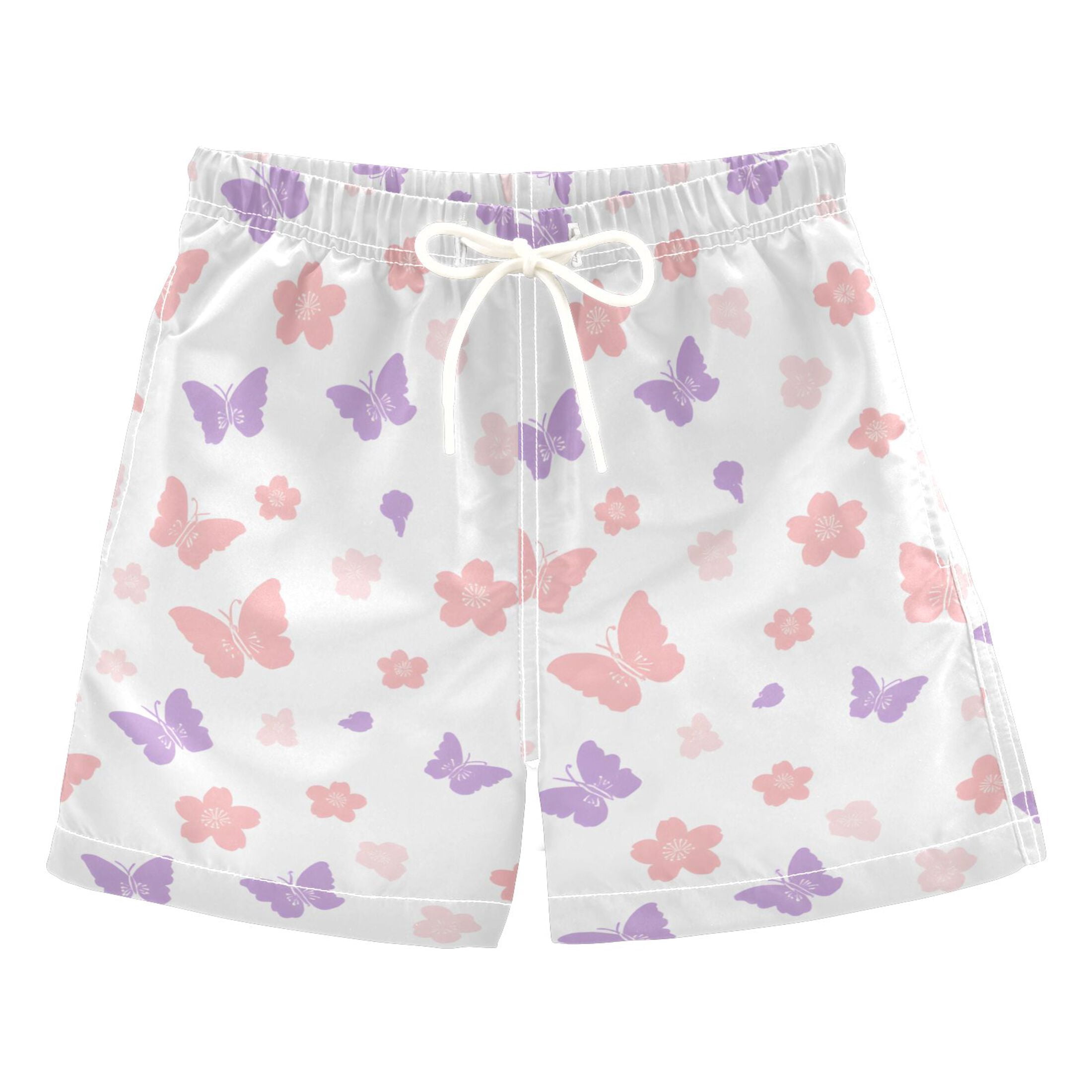 Butterfly Flower Pattern Swim Trunks Quick Dry Beach Pool Board Shorts ...