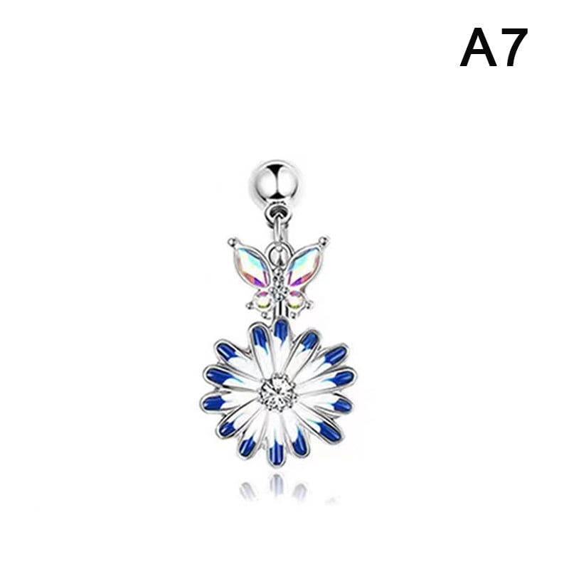 Butterfly Flower Pendant Belly Button Ring Stainless Steel Star Moon ...