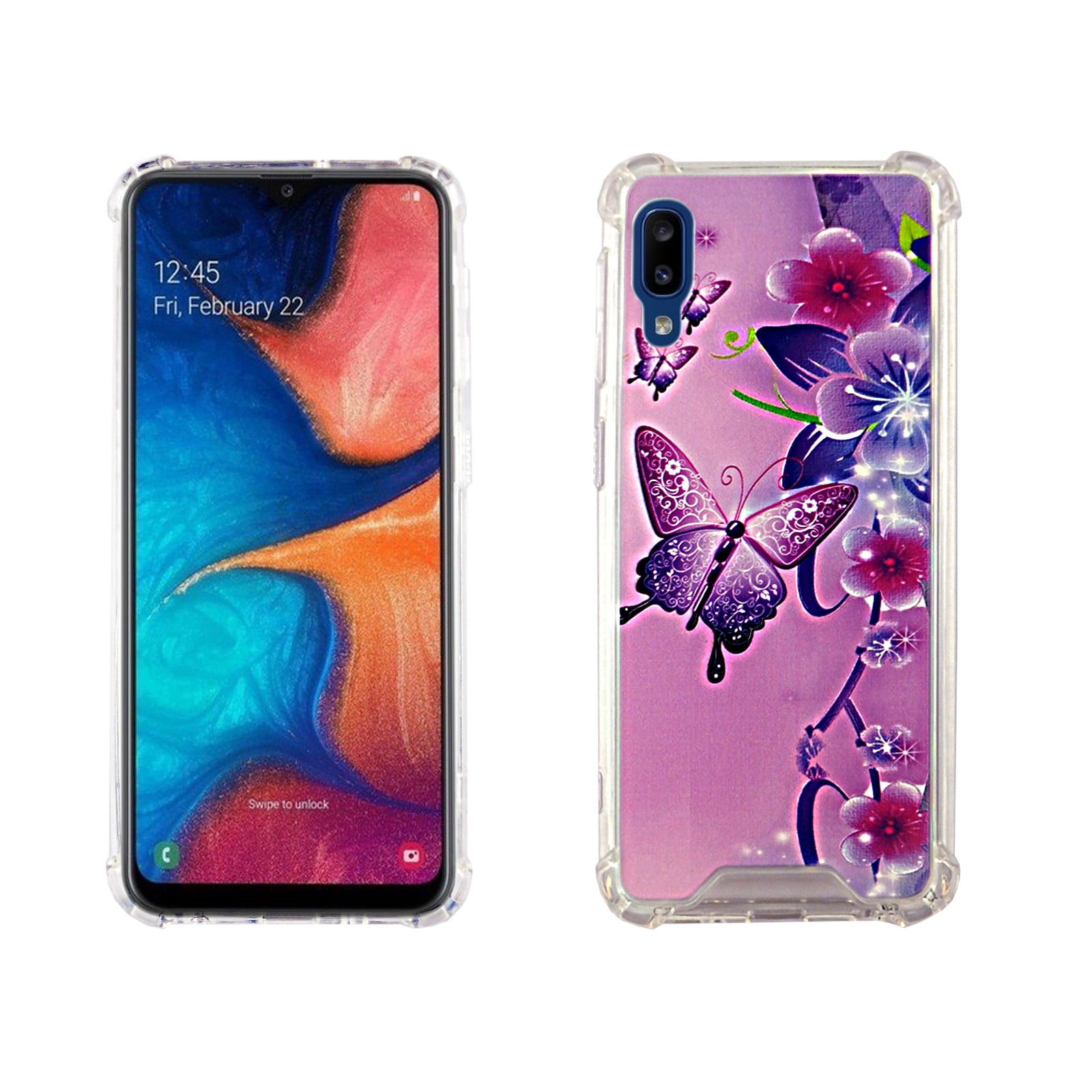 Butterfly Flower Pink Case for Samsung Galaxy A10e 5.83'' 4 Cushion ...