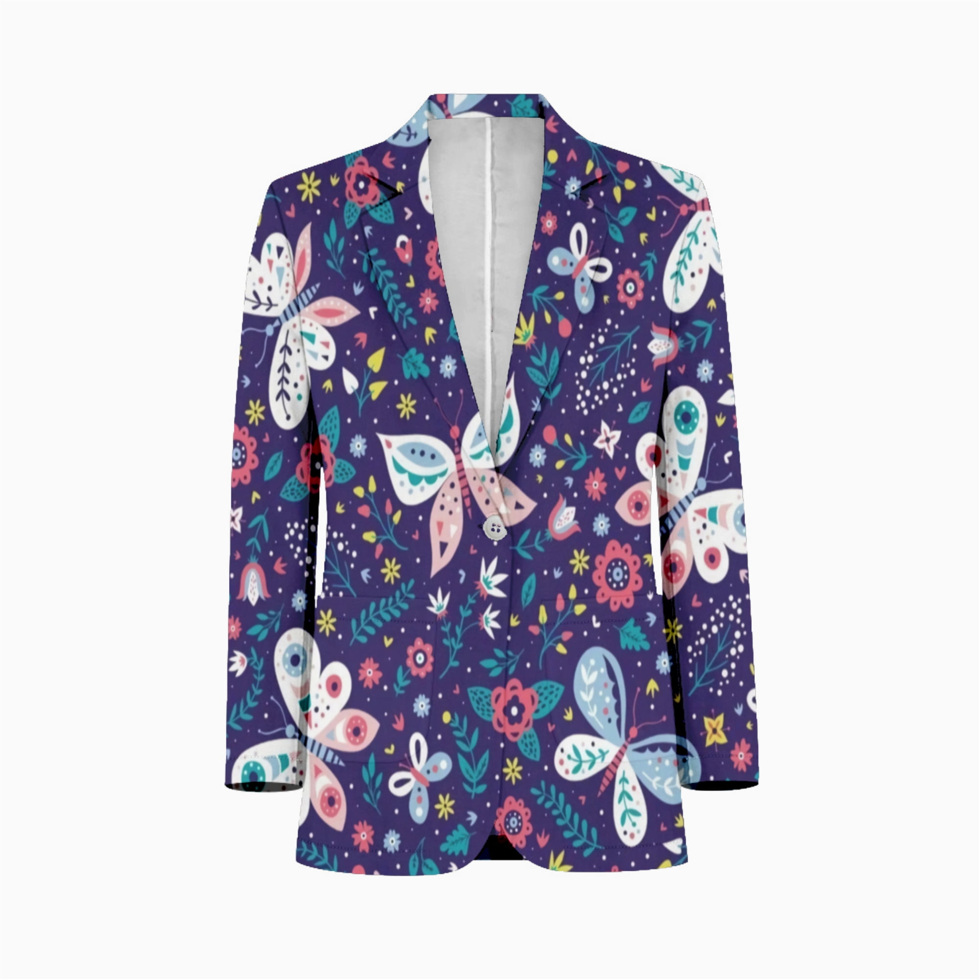 Butterfly Flower Purple Mens Suits Shawl Collar Slim Fit Suit Mens ...