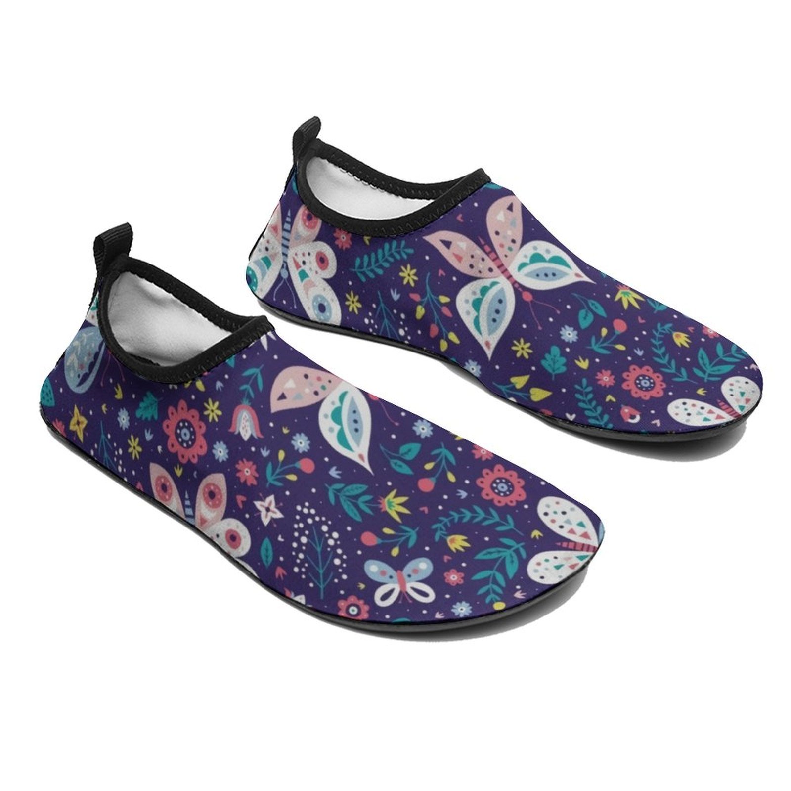 Butterfly Flower Purple Water Shoes Beach Slip-on Shoes for Men Women ...