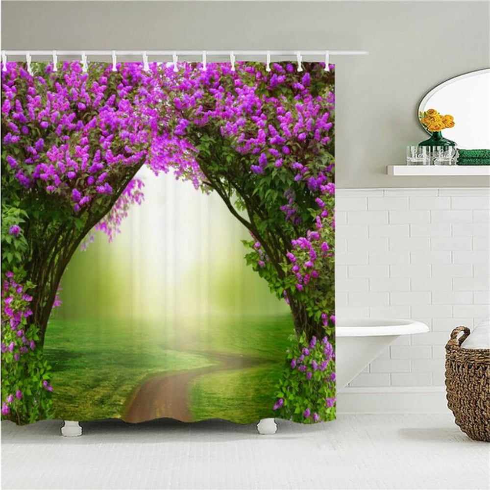 Butterfly Flower Shower Curtain Purple Floral Lavender Vine Watercolor ...