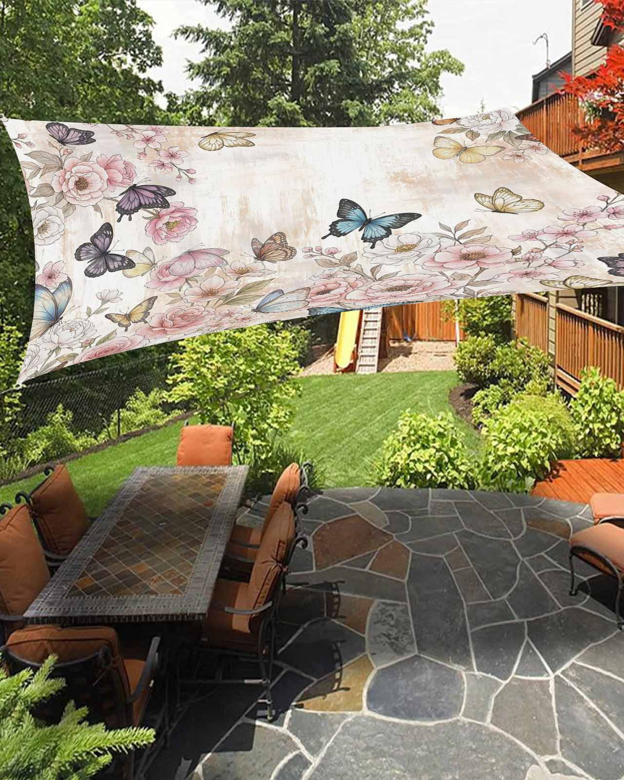 Butterfly Flower Sun Shade Sail 12'X16' Watercolor Light Pink Rose ...