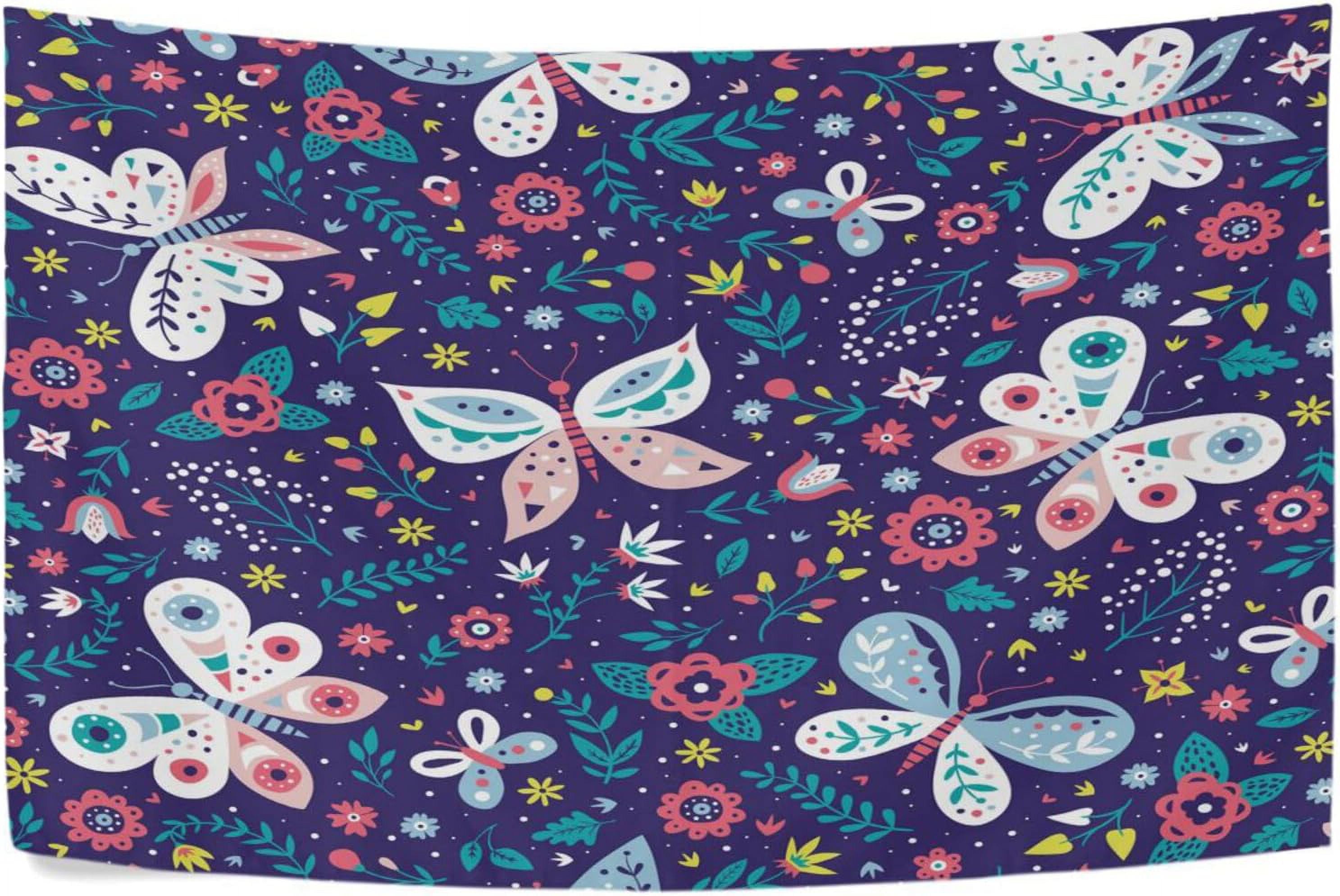 Butterfly Flower Tapestry Aesthetic Tapestry Wall Hanging 80" x 60 ...
