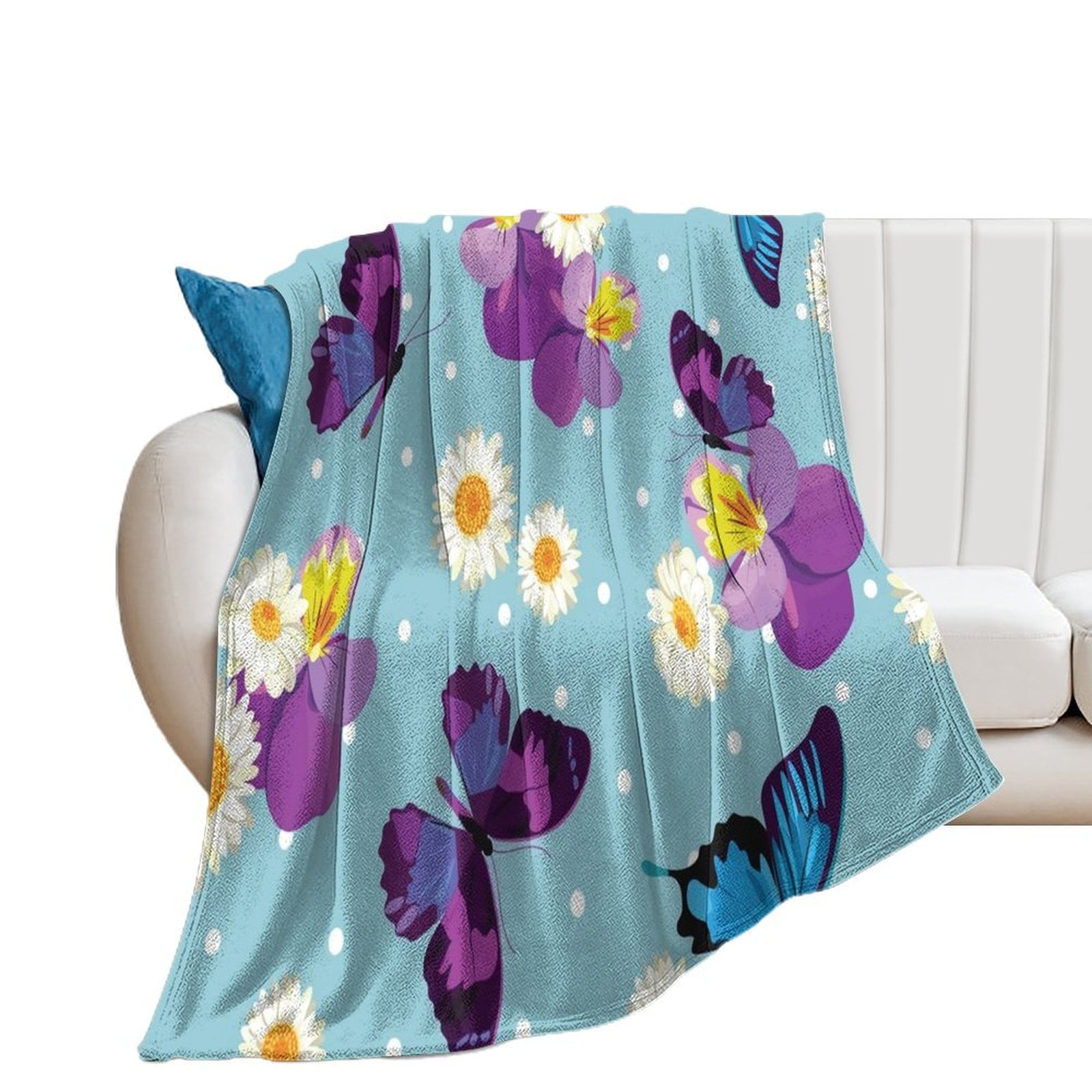 Butterfly Flower Throw Blanket, Super Soft Warm Plush Blankets and ...