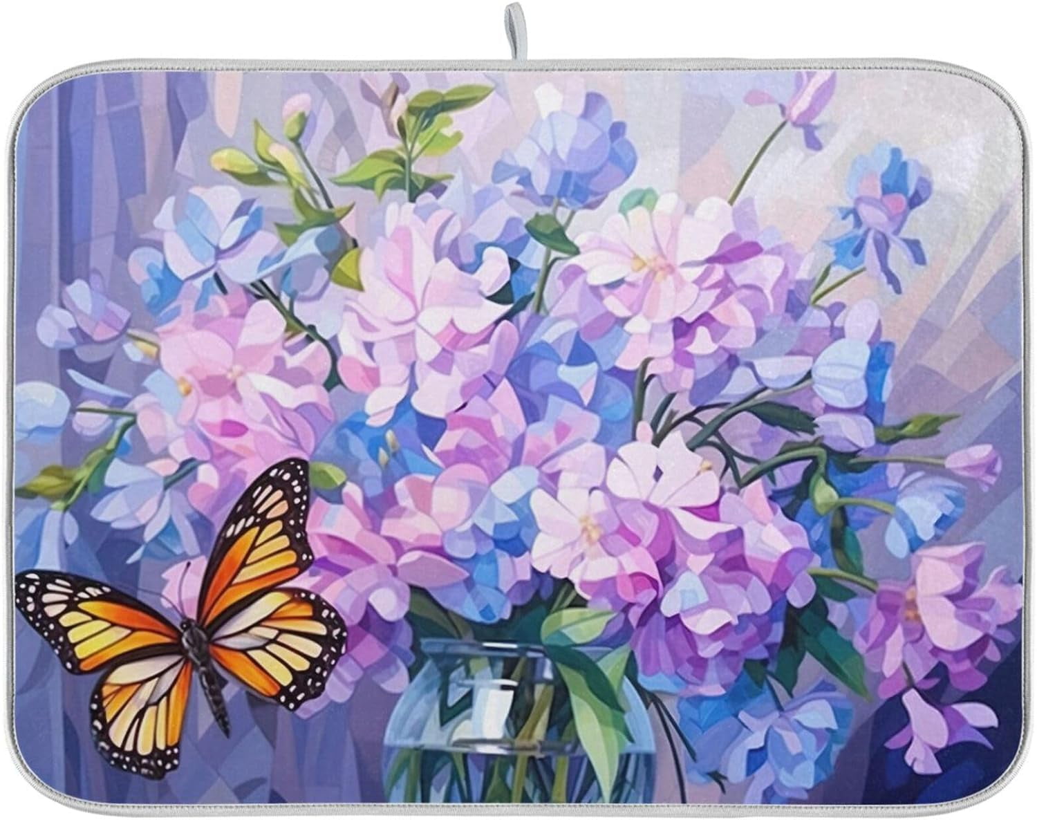 Butterfly Flowers Blooming Dish Drying Mat for Kitchen Counter Ultra ...