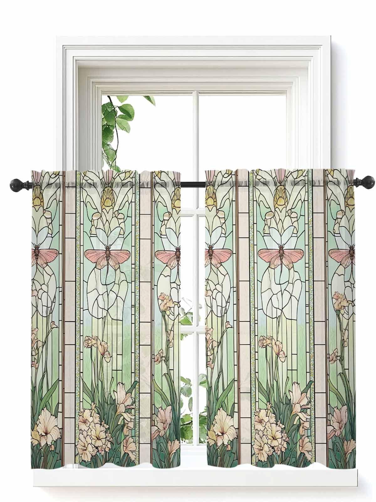 Butterfly Flowers Curtains 45 Inch Length,Sheer Curtains for Bedroom ...
