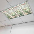 Butterfly Flowers Fluorescent Light Covers, Vintage Stained Glass Green ...