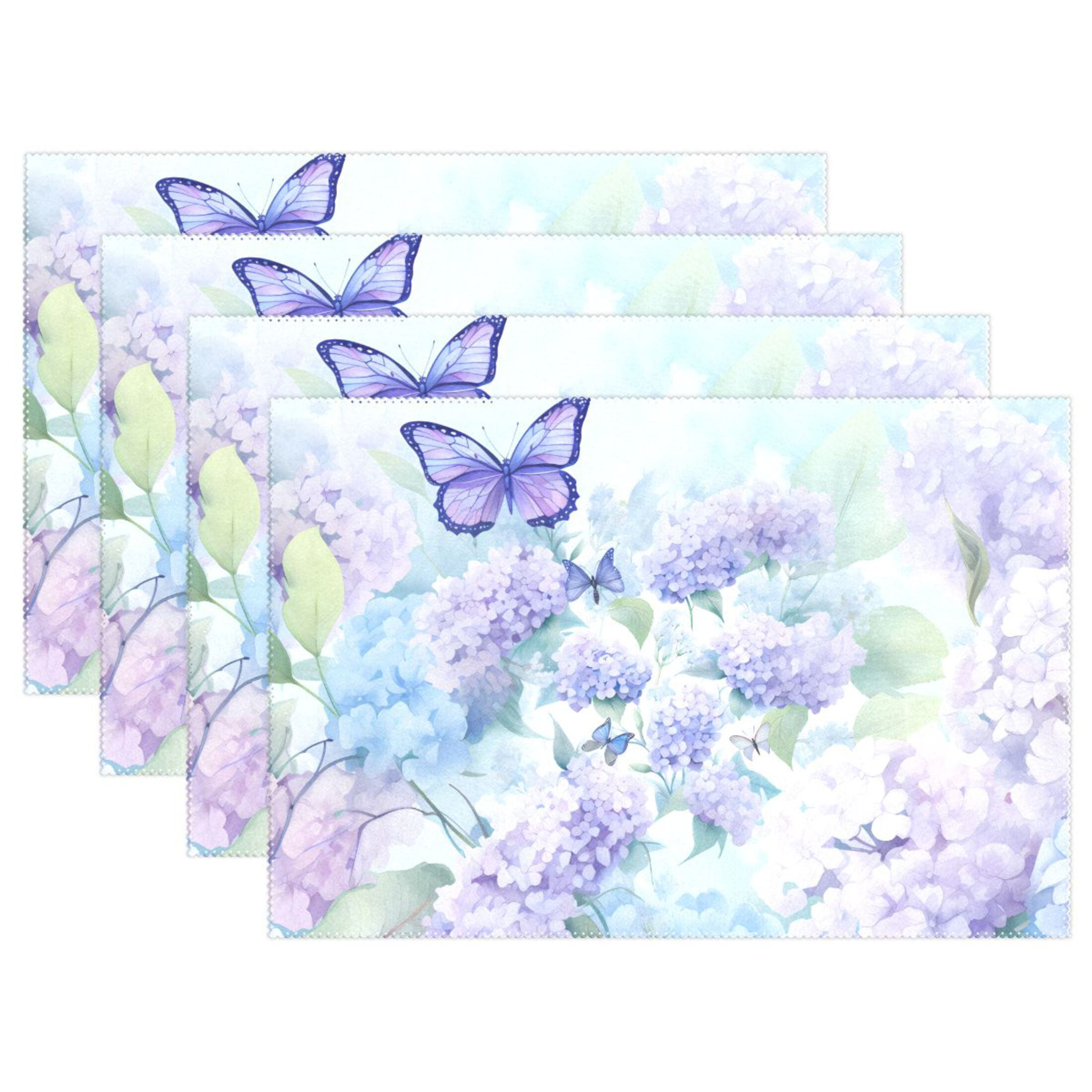 Butterfly Flowers Hydrangea 12×18 inch Placemats Heat Resistant ...