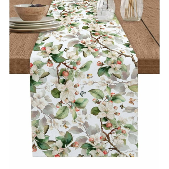 Butterfly Flowers Leaves Table Runner Wedding r Table Runner Holiday ...