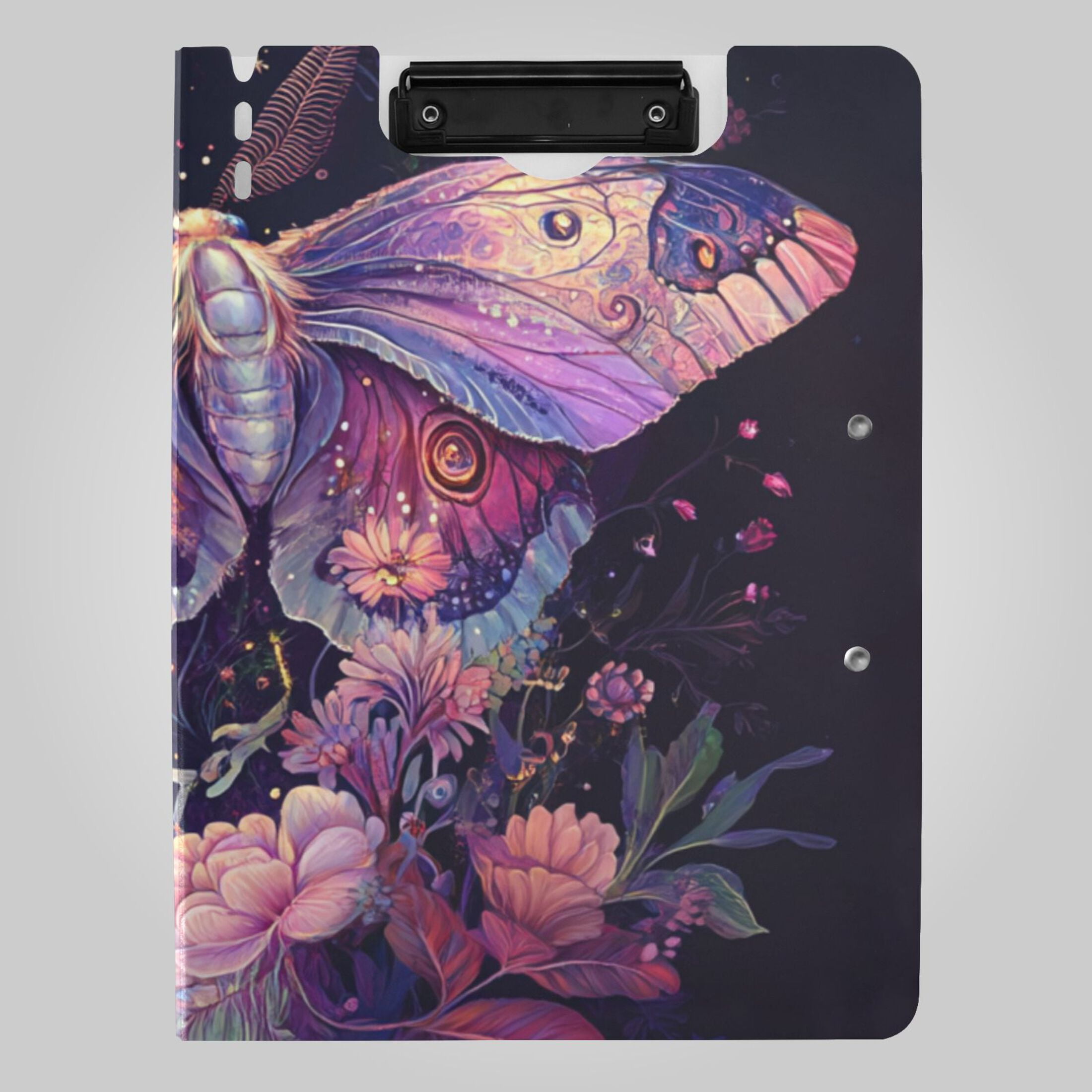 Butterfly Flowers Moonlight Foldable Binder Folder Clipboard with Pen ...
