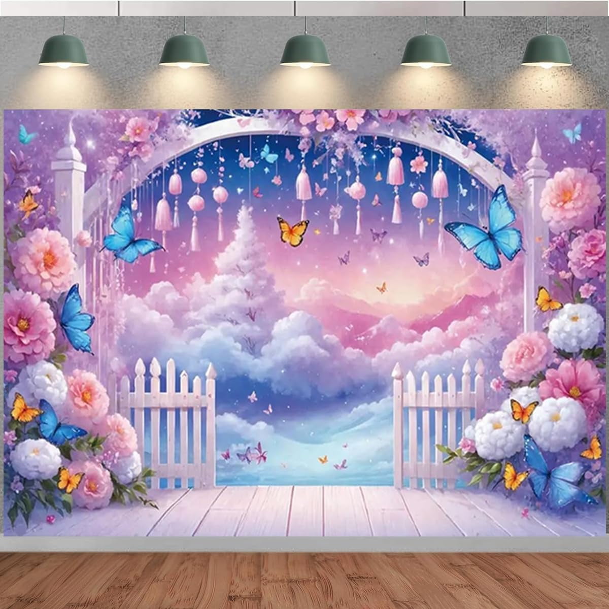 Butterfly Flowers Photography Background Baby Shower Birthday Party Tea ...