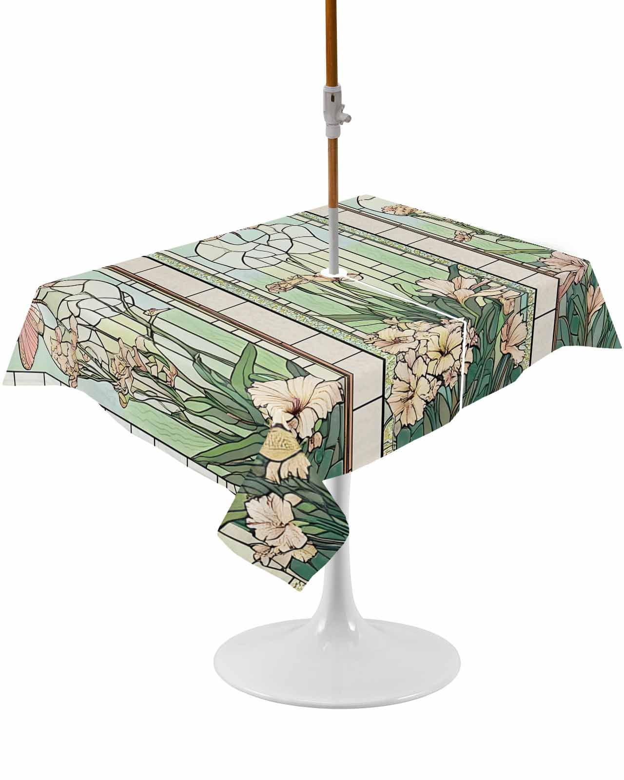 Butterfly Flowers Rectangle Outdoor Tablecloth, Waterproof Table Cloth ...