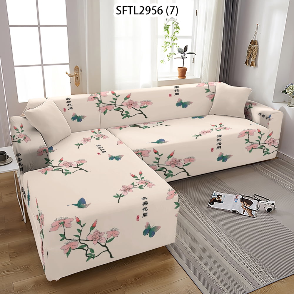 Butterfly Flowers Sofs Covers Sectional Sofa Cover L Shape Sofa Cover ...