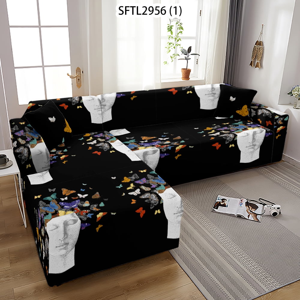 Butterfly Flowers Sofs Covers Sectional Sofa Cover L Shape Sofa Cover ...