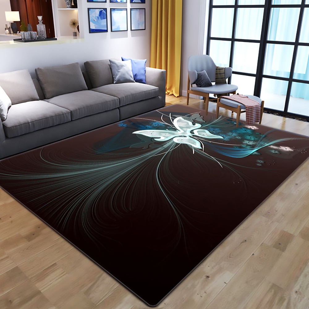 Butterfly Flowers Spring Printed Carpet Living Room Bedroom Home r ...